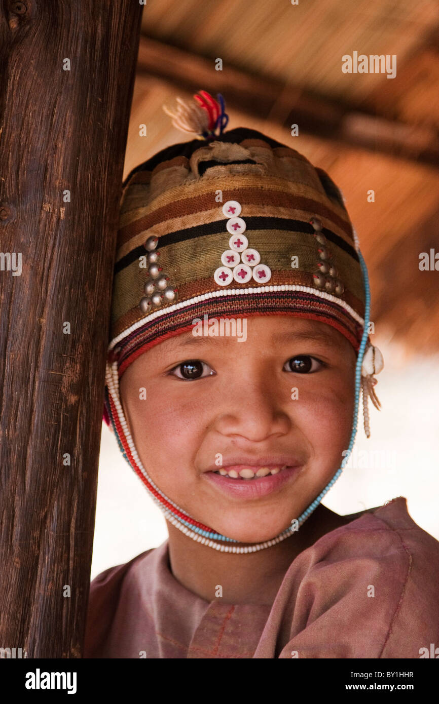 Myanmar, Burma, Keng Tung (Kyaing Tong). Young Akha girl in a hill ...