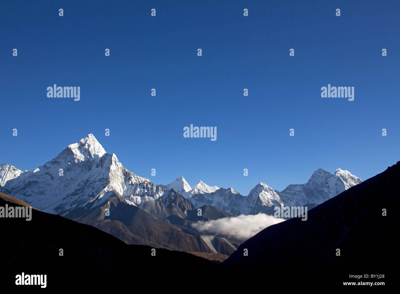 Nepal, Everest Region, Khumbu Valley. Looking back down the Everest ...