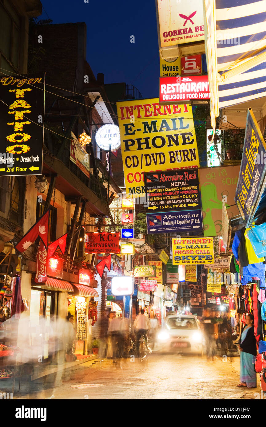Asia, Nepal, Kathmandu, Nepal, neon lights of Thamel Stock Photo - Alamy