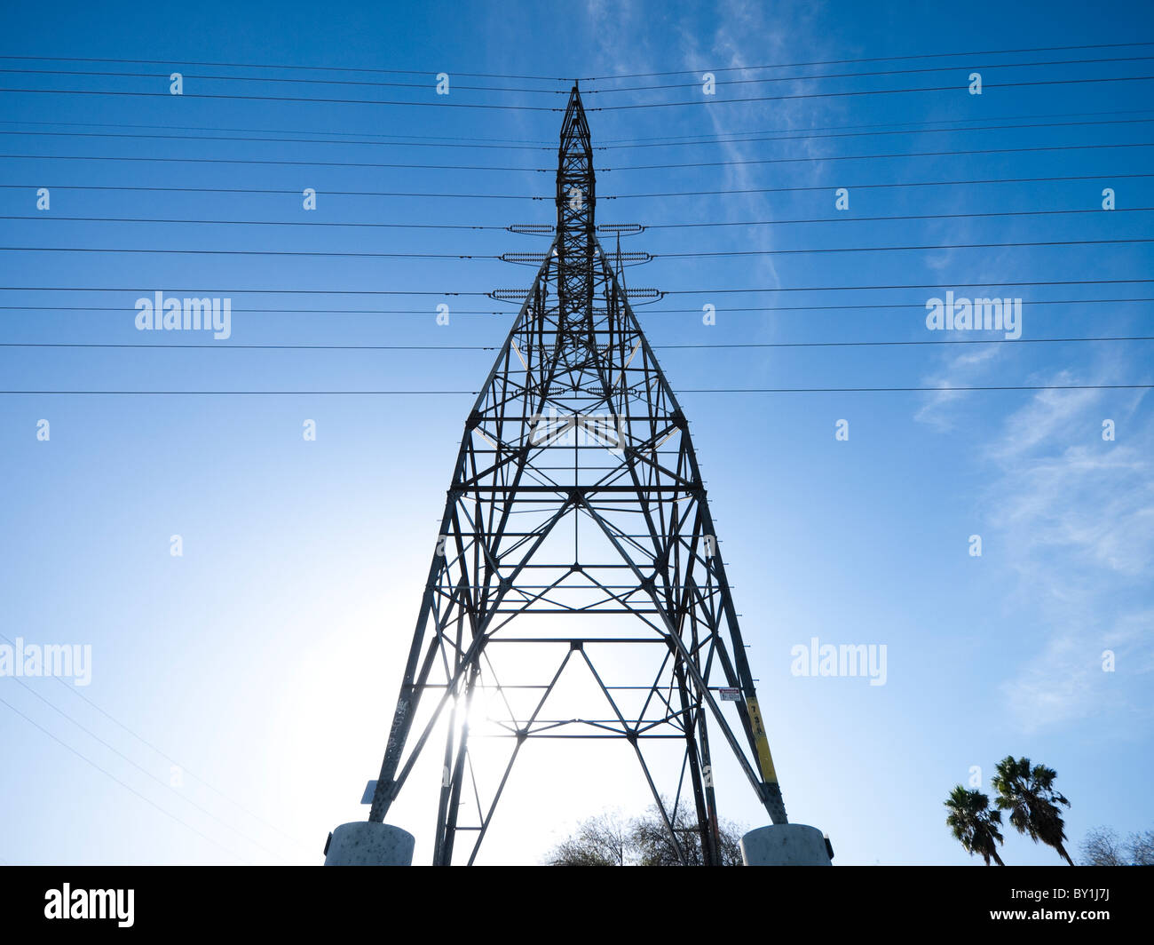 Support tower for high voltage electric transmission line Stock Photo ...
