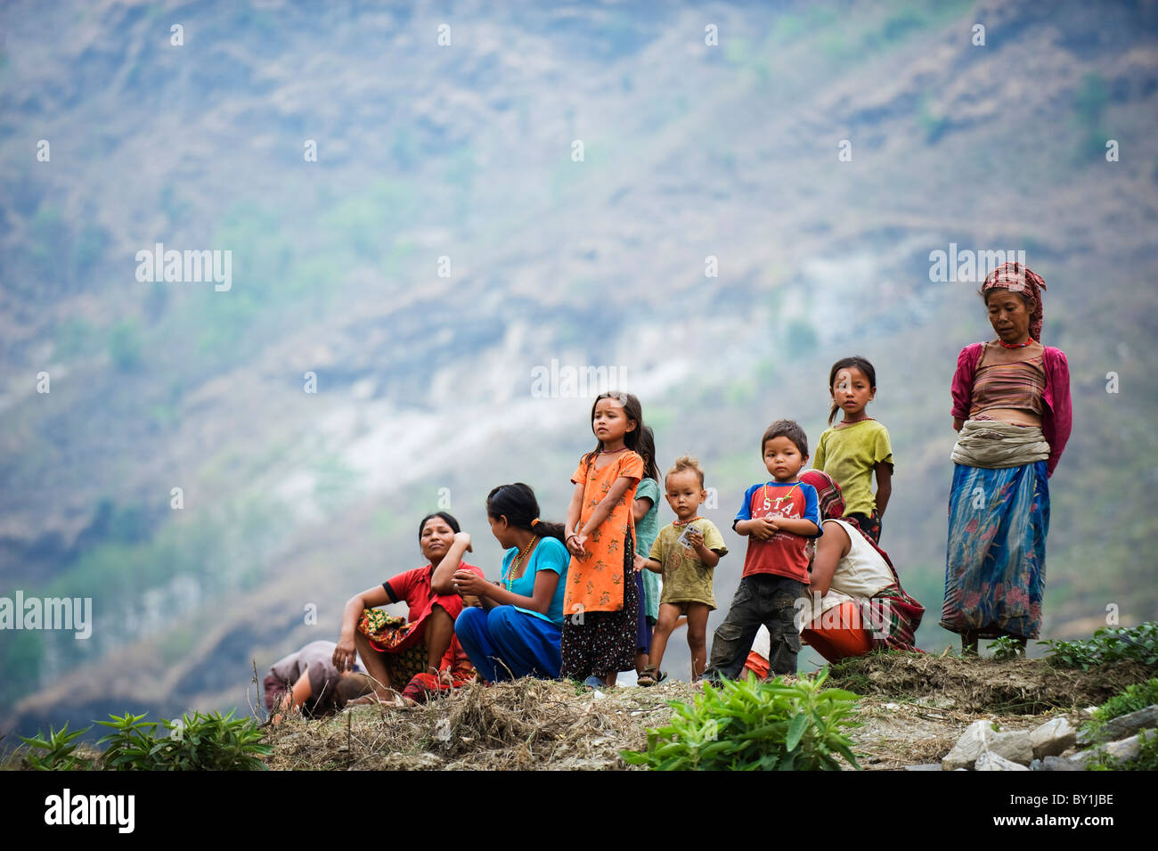 local people living on the Bhote Kosi, Kathmandu Valley, Nepal Stock ...