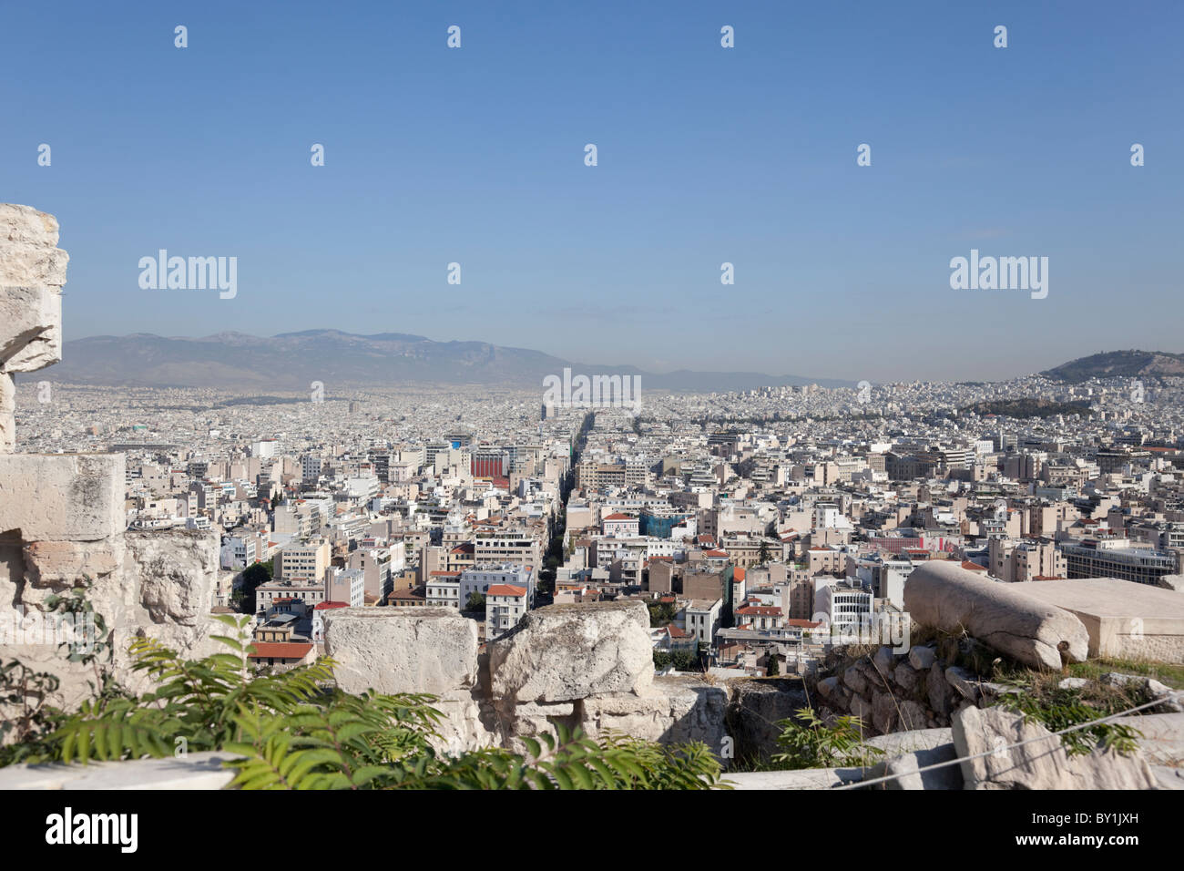 Overlooking Athens from Acropolis in a sunny day Stock Photo - Alamy