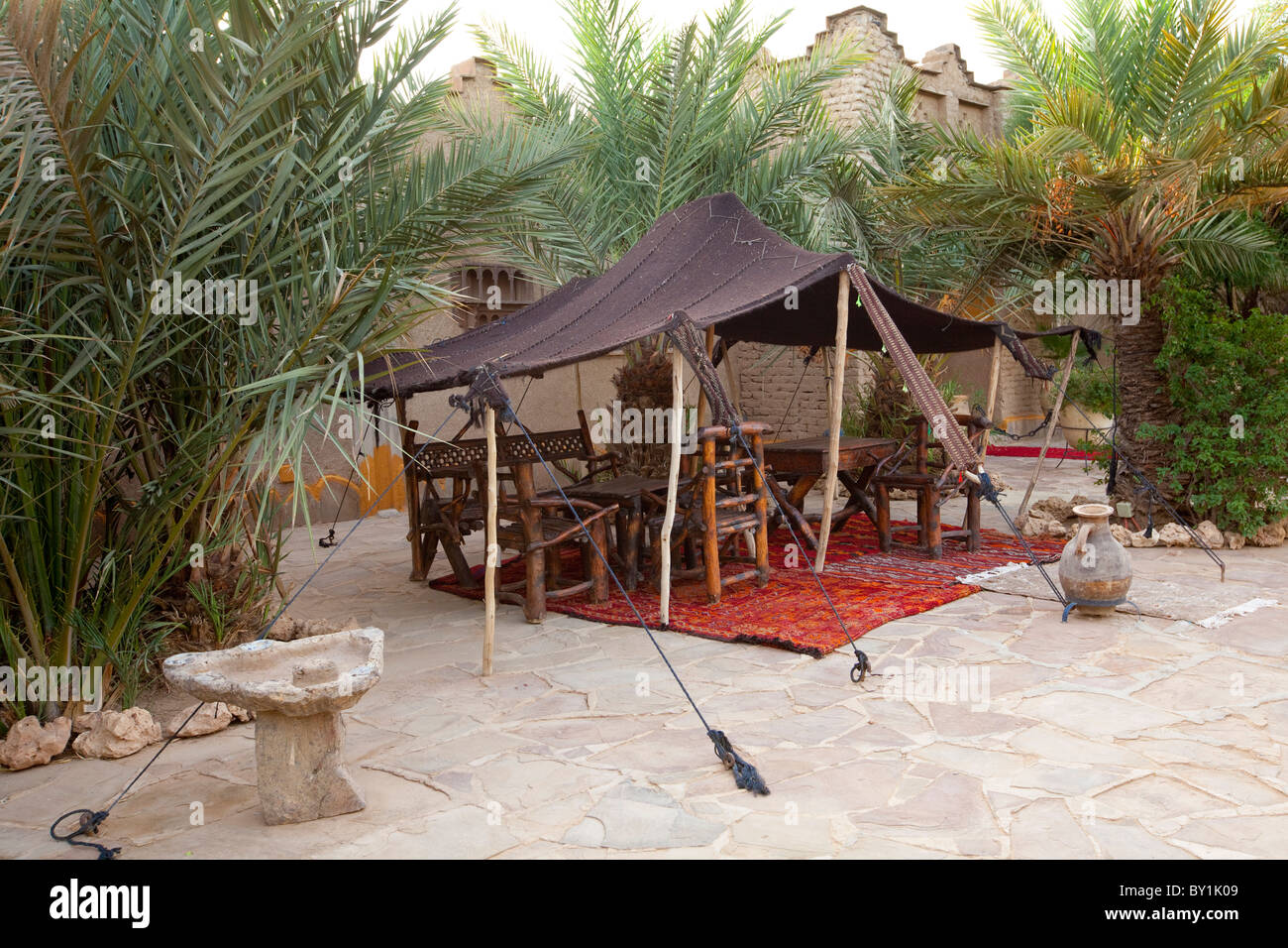 A canopied lounge in the Hotel, Kasbah Hotel Xaluca in Erfoud, Morocco ...