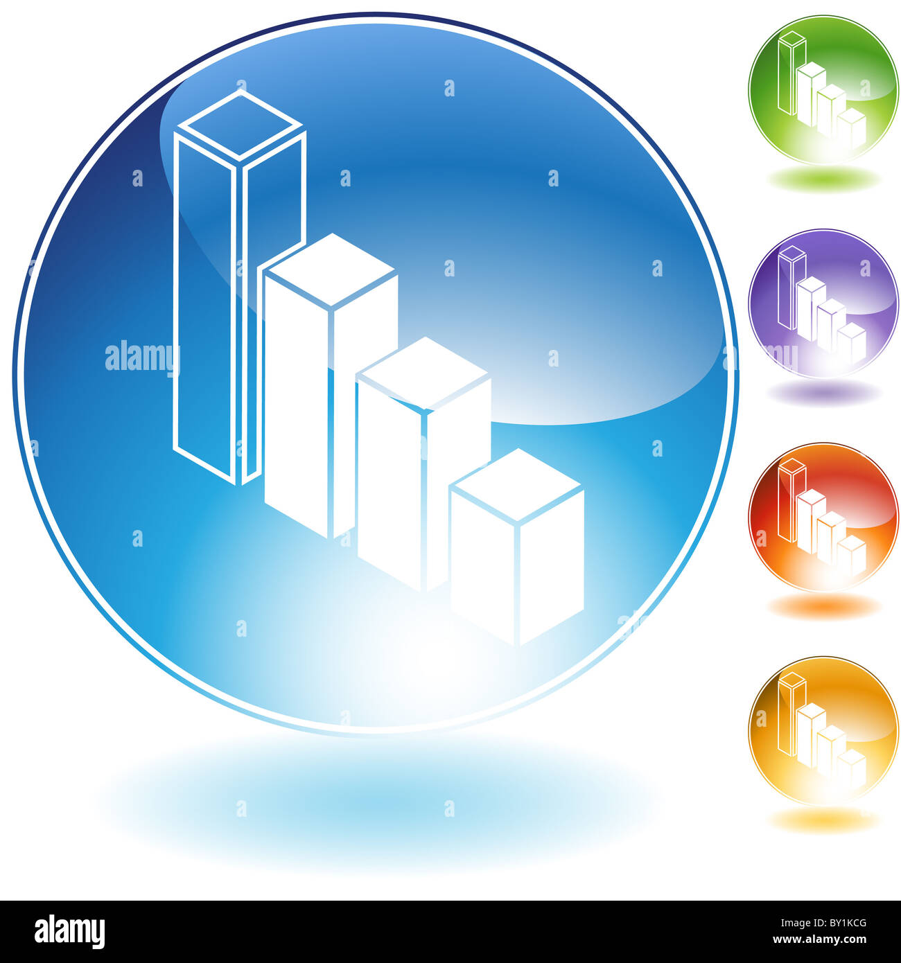 3d business diagram button / icon in multi colors Stock Photo - Alamy