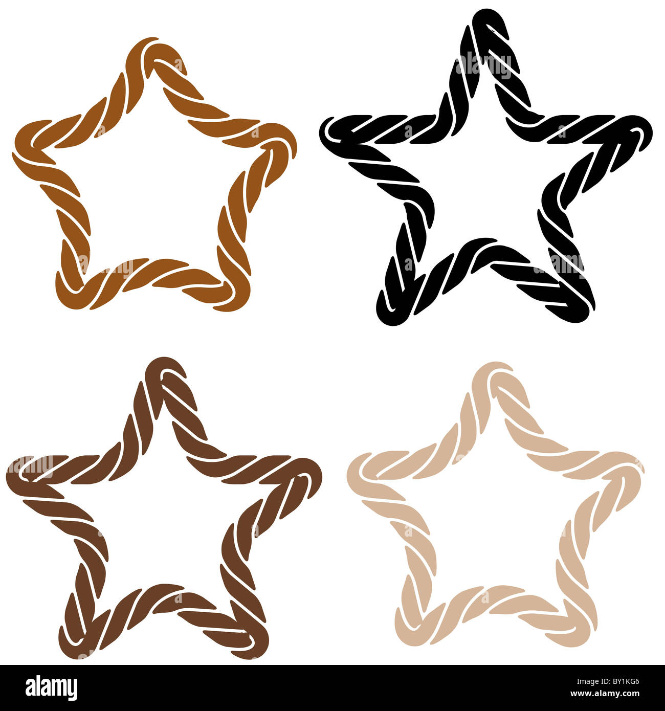 Western rope elements isolated on a white background - star shape Stock ...
