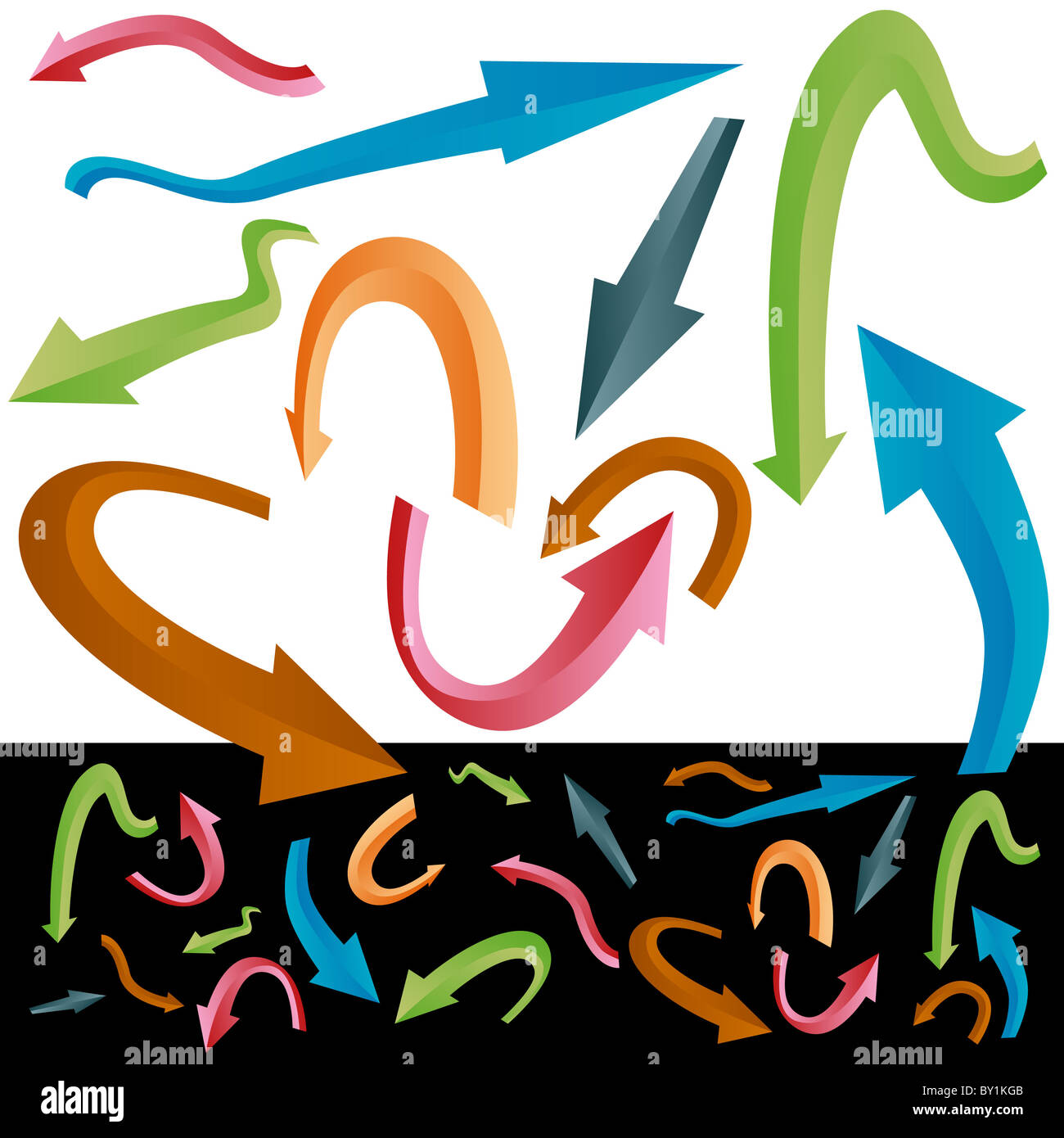 Beveled curving arrow set isolated on a white background Stock Photo ...