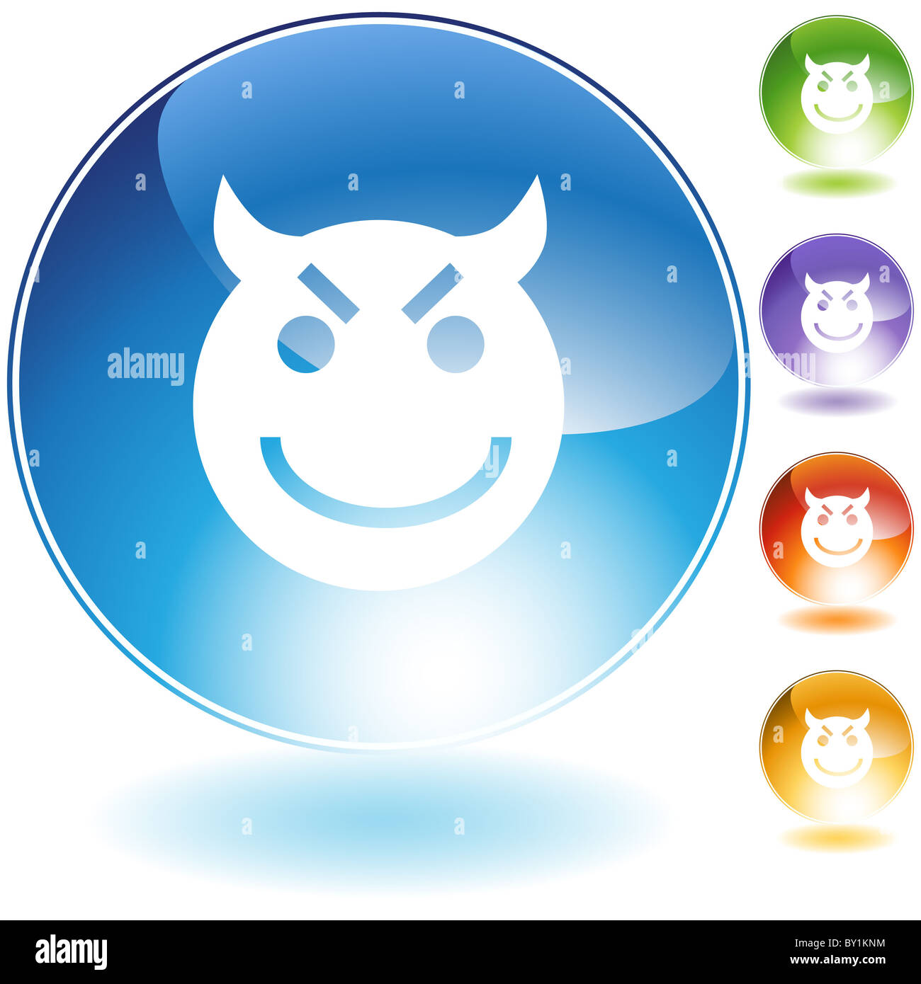 Evil grin emoticon isolated on a white background Stock Photo - Alamy