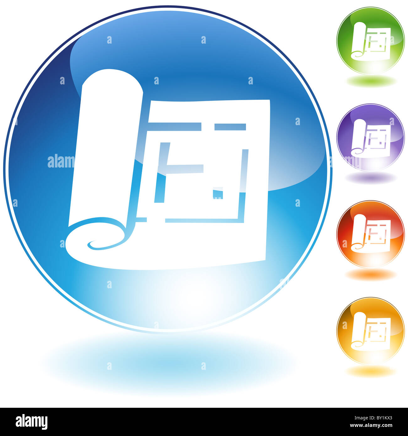 Blueprint icon set isolated on a white background Stock Photo - Alamy