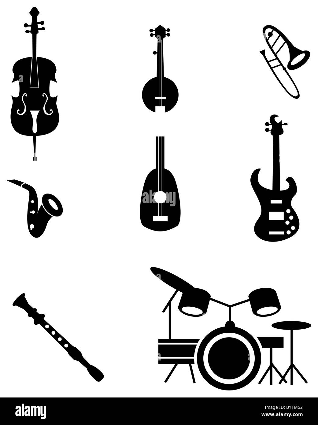 Musical instrument icon set isolated on a white background Stock Photo ...