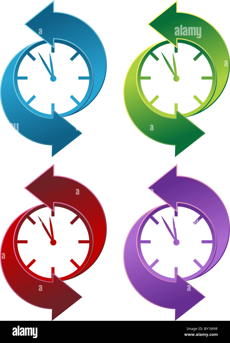 Clock backwards isolated on a white background Stock Photo - Alamy