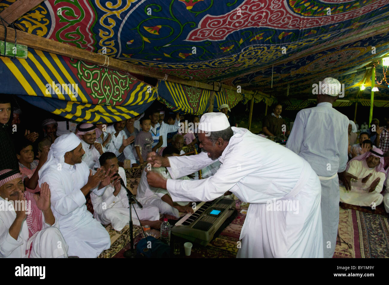Guests celebrate with dance during a traditional Bedouin wedding ...