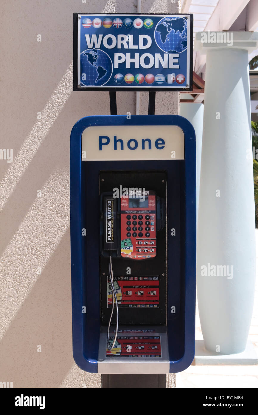 World Phone pay phone Stock Photo - Alamy