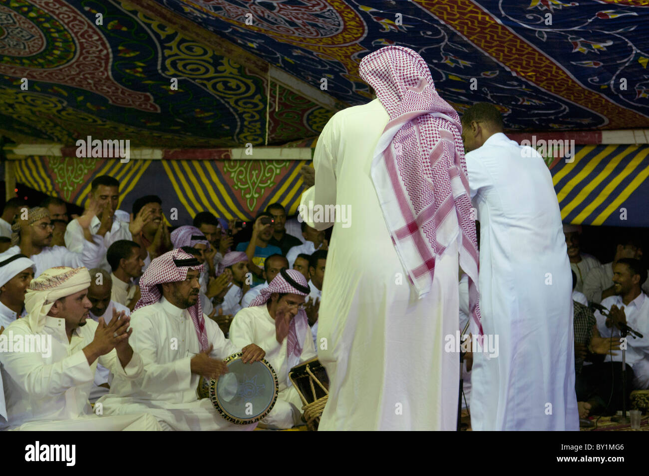 Guests celebrate with dance during a traditional Bedouin wedding ...