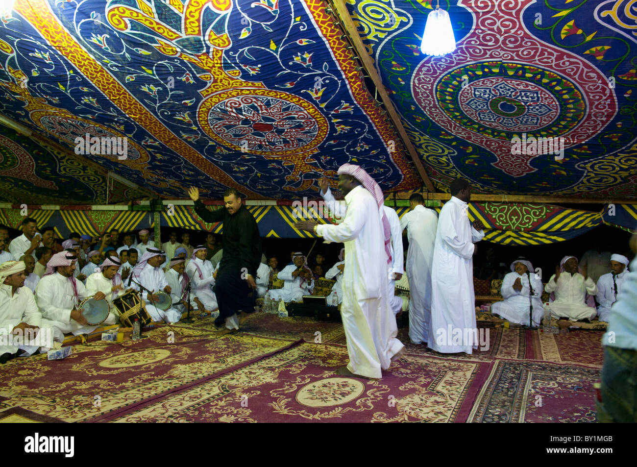 Guests celebrate with dance during a traditional Bedouin wedding ...