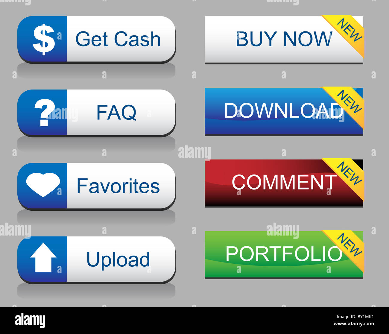 An image of a glossy button set with web text Stock Photo - Alamy