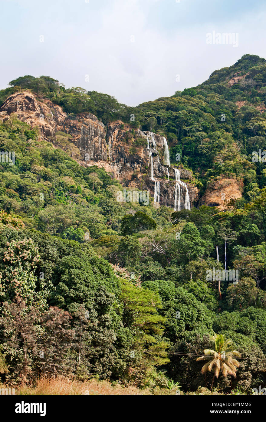 The Sanje Waterfalls in the forested Udzungwa Mountains situated in the ...