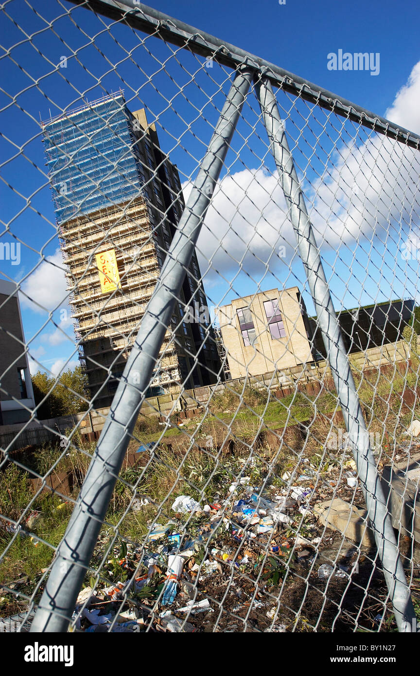 Demolition work in progress Tower block council housing East London UK ...