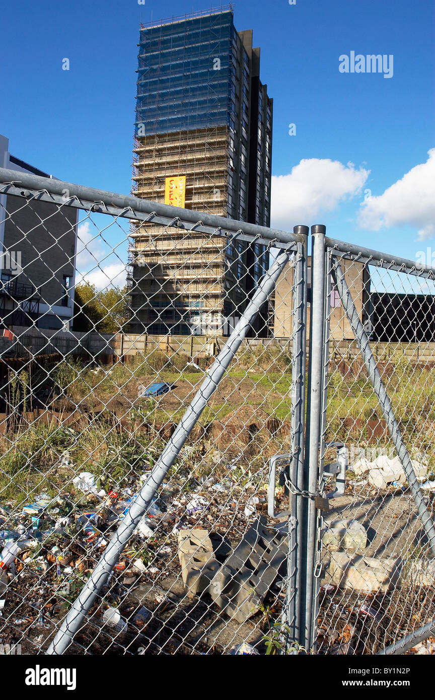 Demolition work in progress Tower block council housing East London UK ...