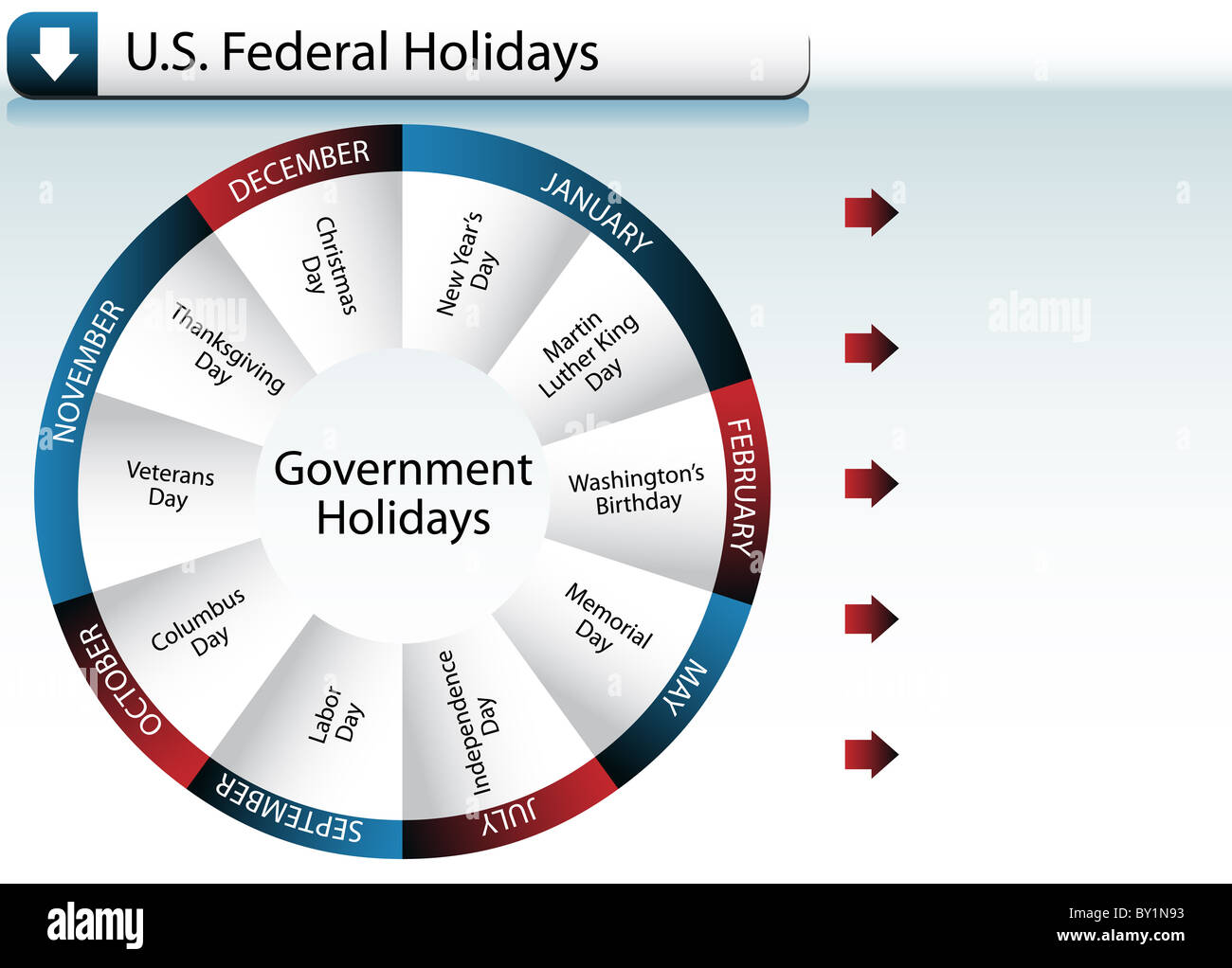 An image of US Federal Government Holidays - wheel style Stock Photo ...