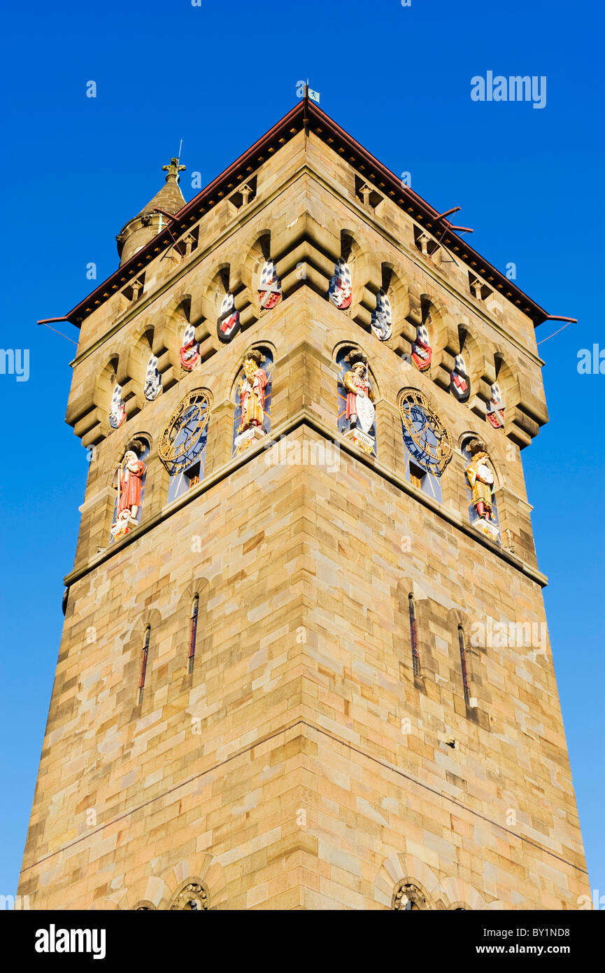 Europe, UK, United Kingdom, Wales, Cardiff, Cardiff Castle, clock tower ...