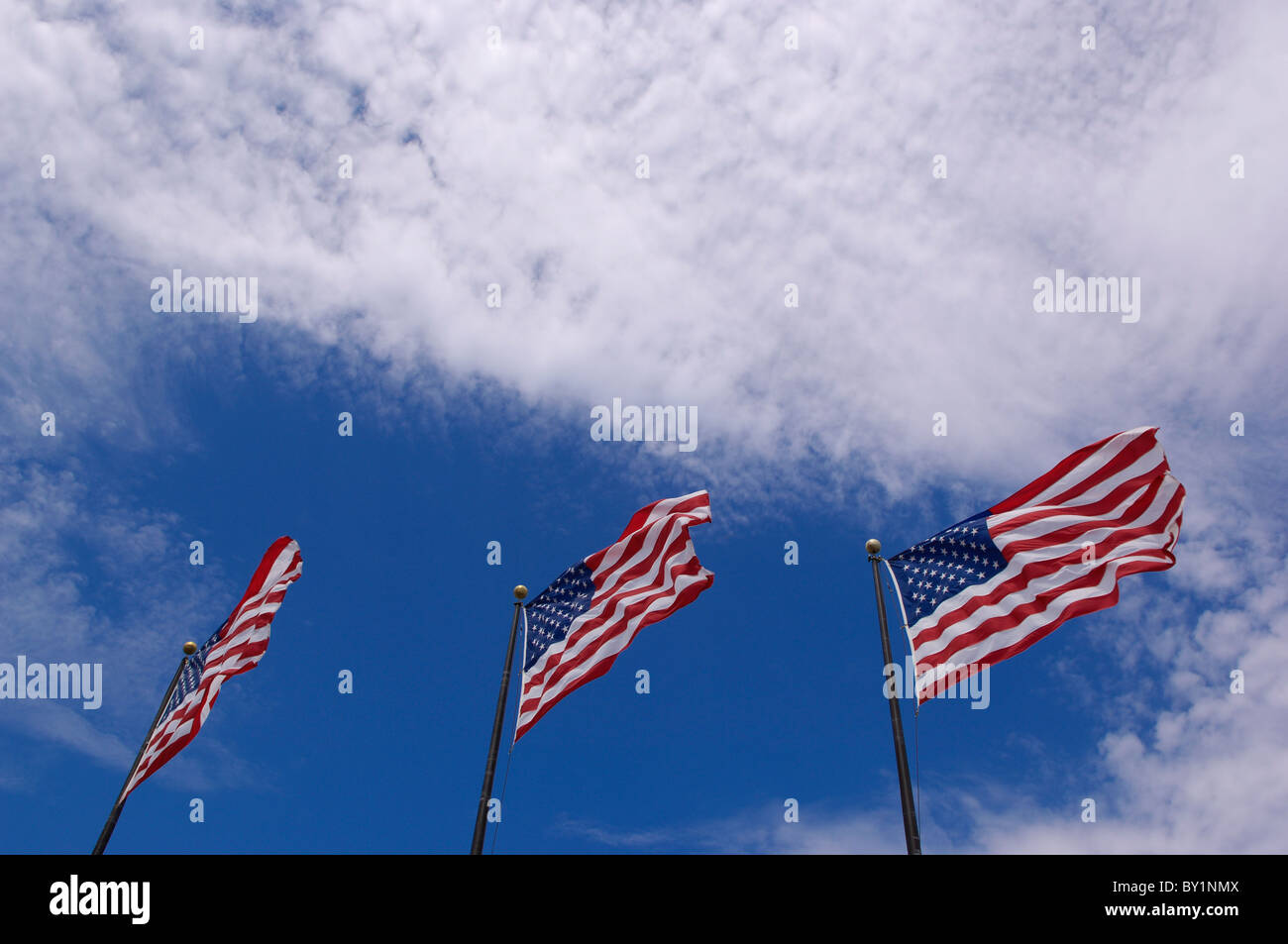Three 'Stars & Stripes' flags flying at Navy Pier, Chicago, Illinois ...