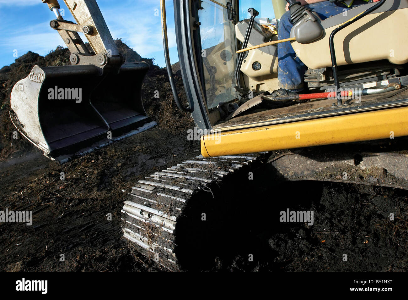 Detail of an excavator's cabin Stock Photo - Alamy