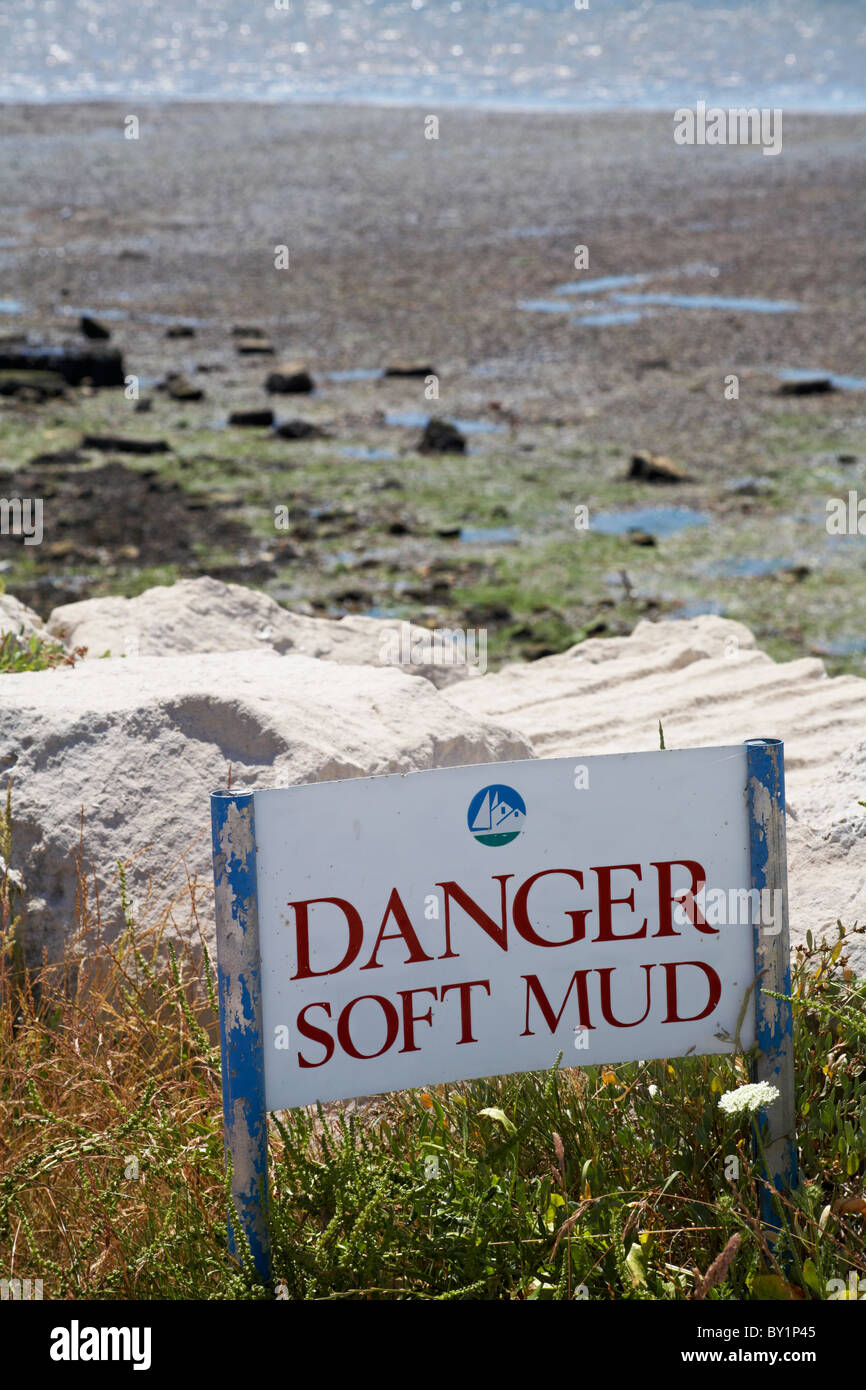 Danger soft mud sign Stock Photo - Alamy