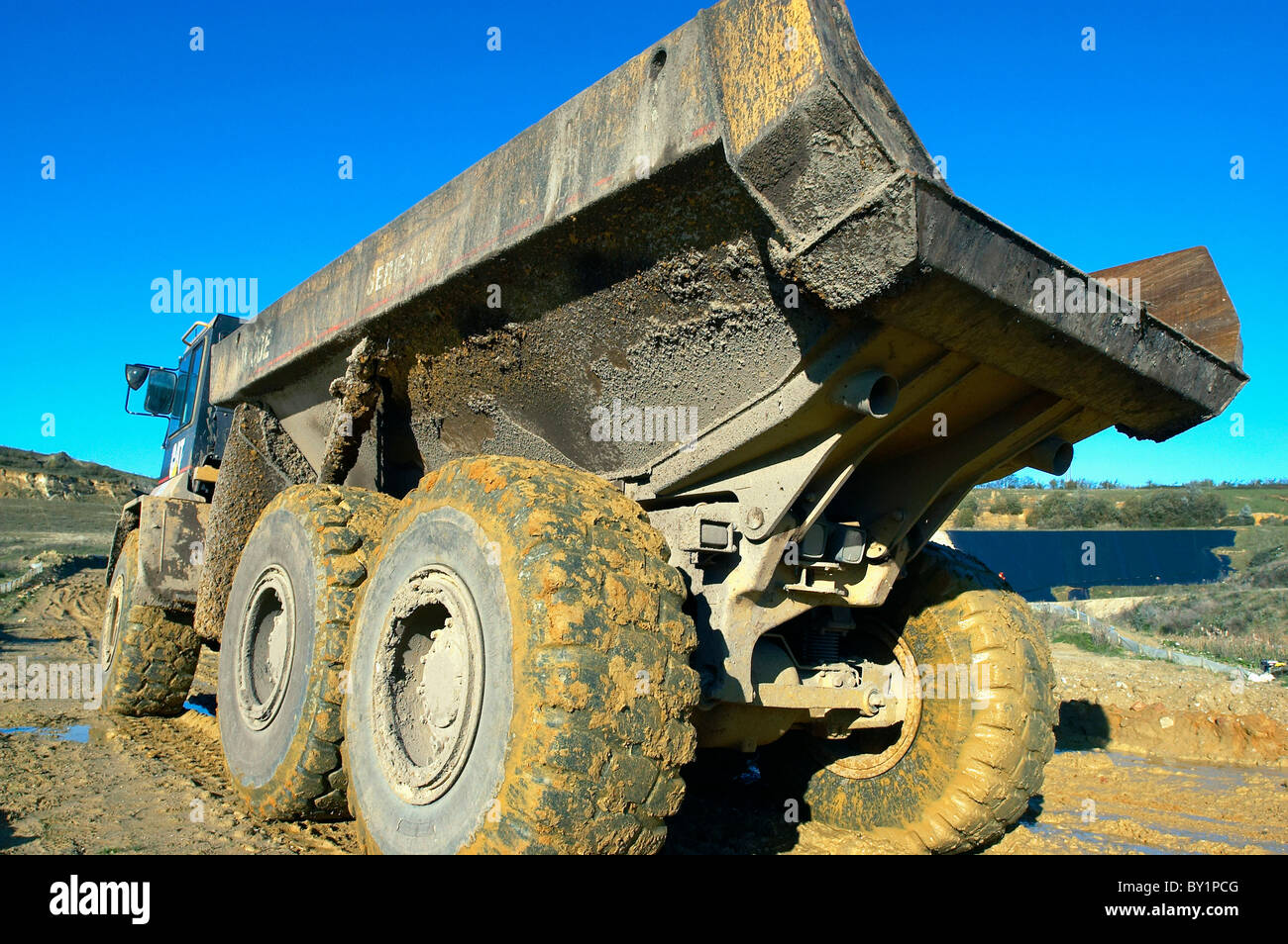 Dumper truck on a construction site Stock Photo - Alamy