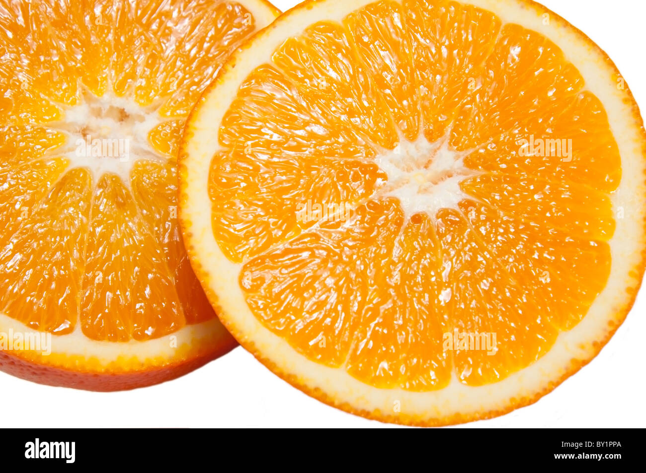 Two isolated cut oranges Stock Photo - Alamy