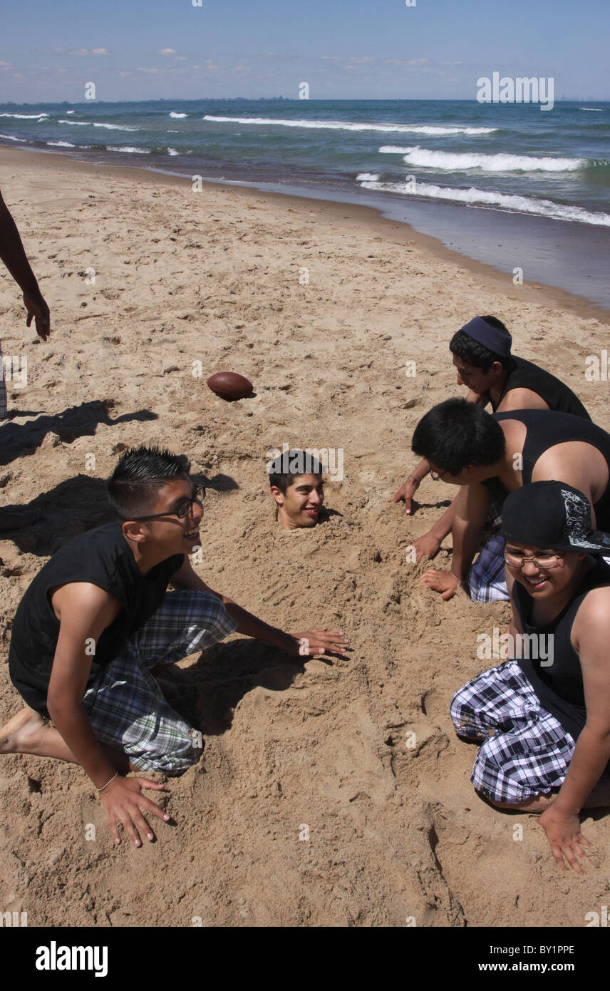 boys playing on beach Indiana Dunes national lakeshore Stock Photo - Alamy