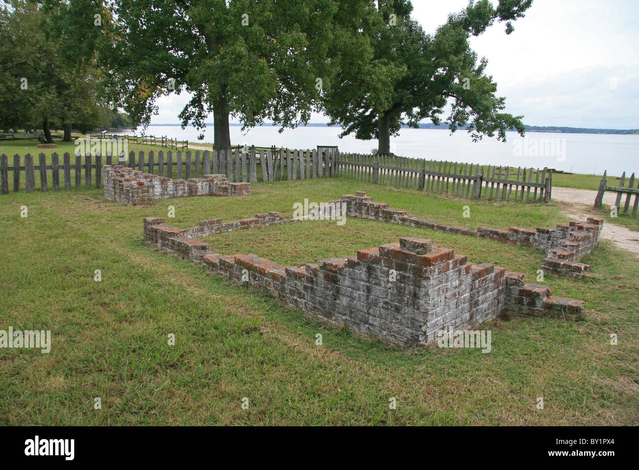 Some original foundations, part of the historic Jamestowne settlement ...