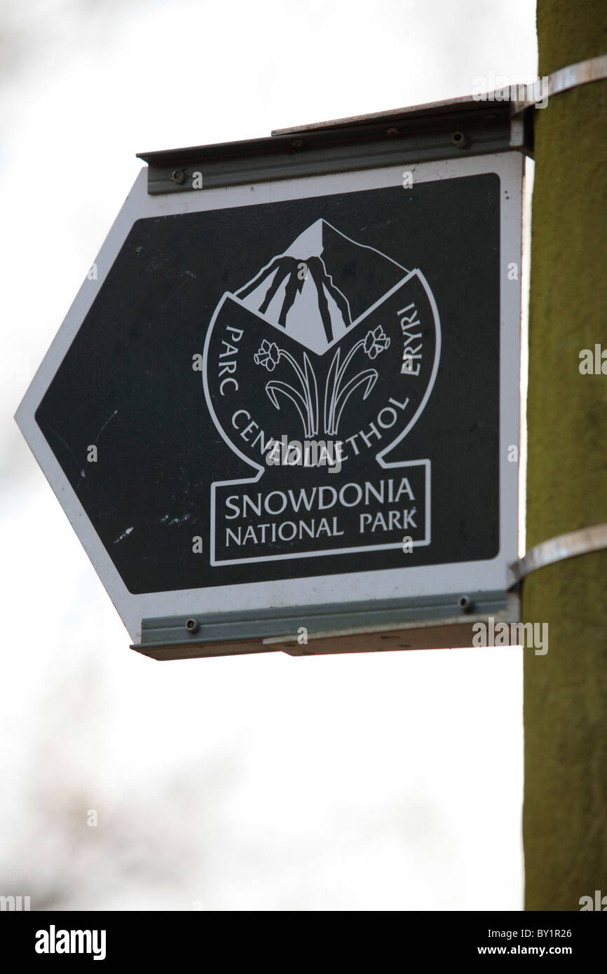 Signage on the route of a walk in Wales Stock Photo - Alamy