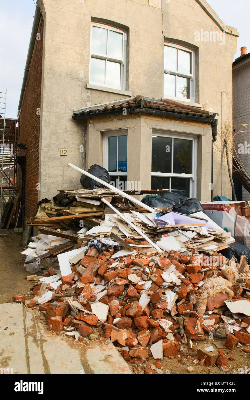 Rubble outside house Stock Photo - Alamy
