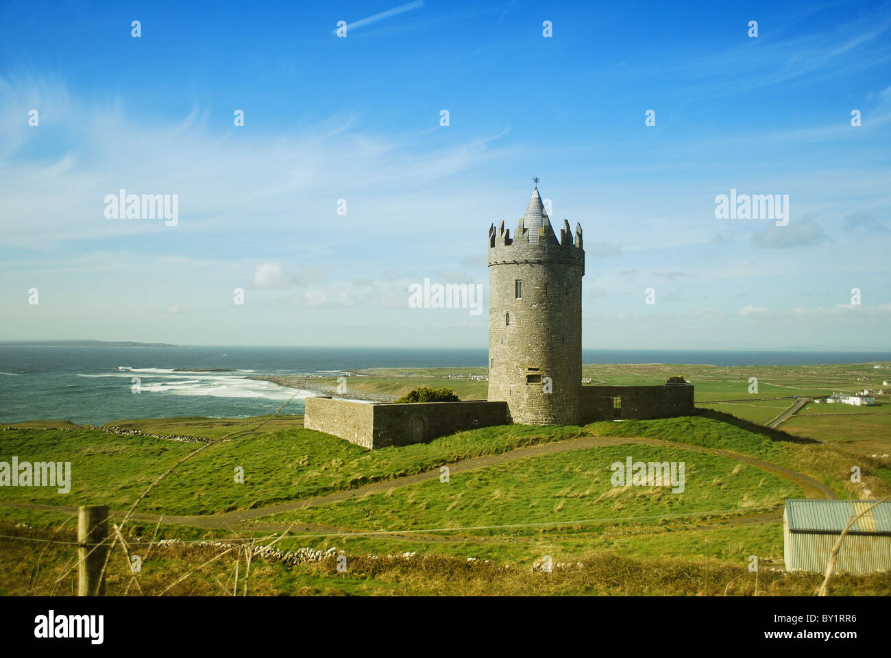 Doonagore Castle near the village of Doolin in County Clare on Ireland ...