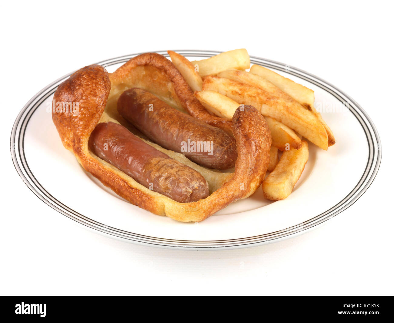 Sausage toad in the hole with chips hi-res stock photography and images ...