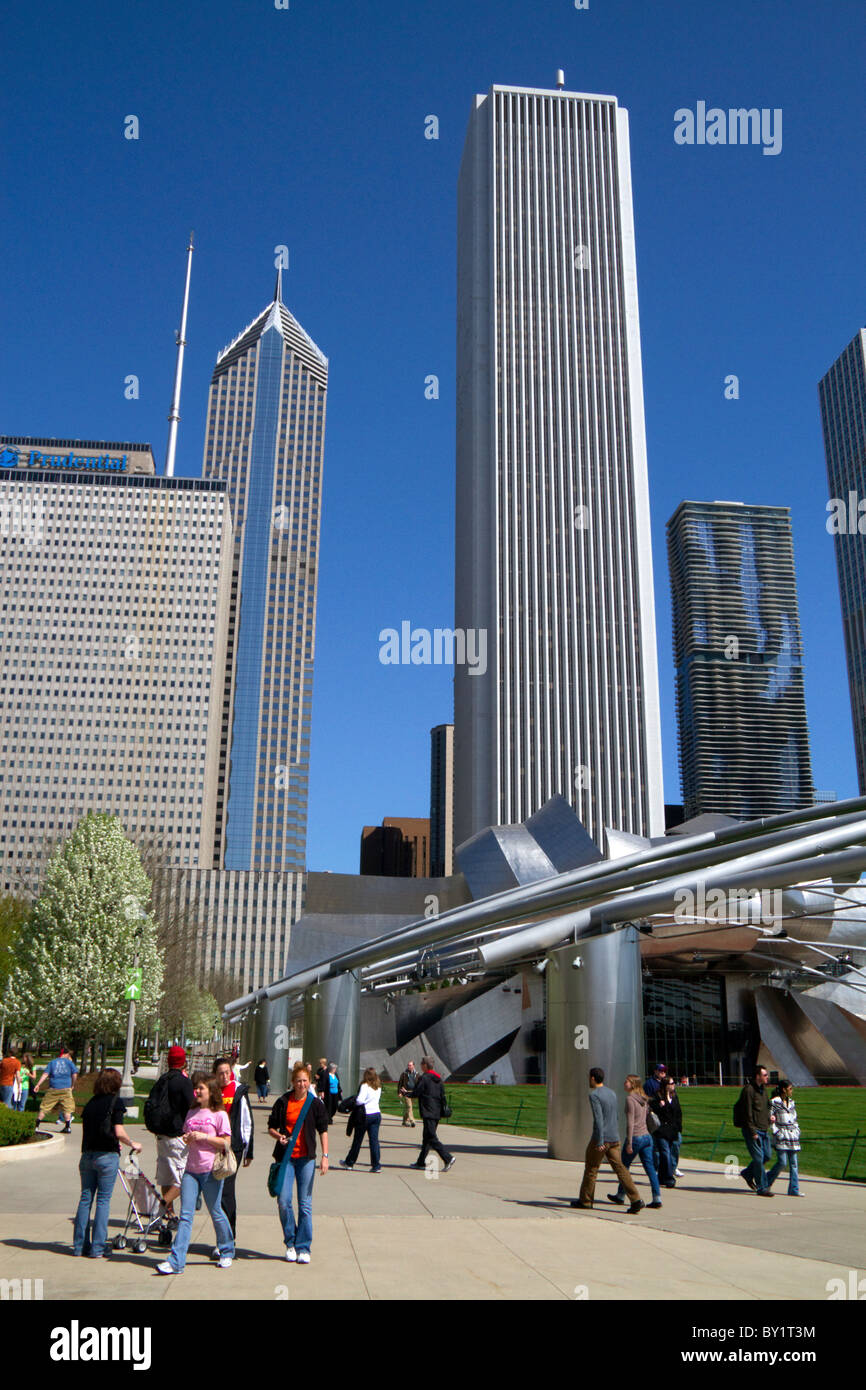 A view of Aon Center and Two Prudential Plaza buildings from Millennium ...