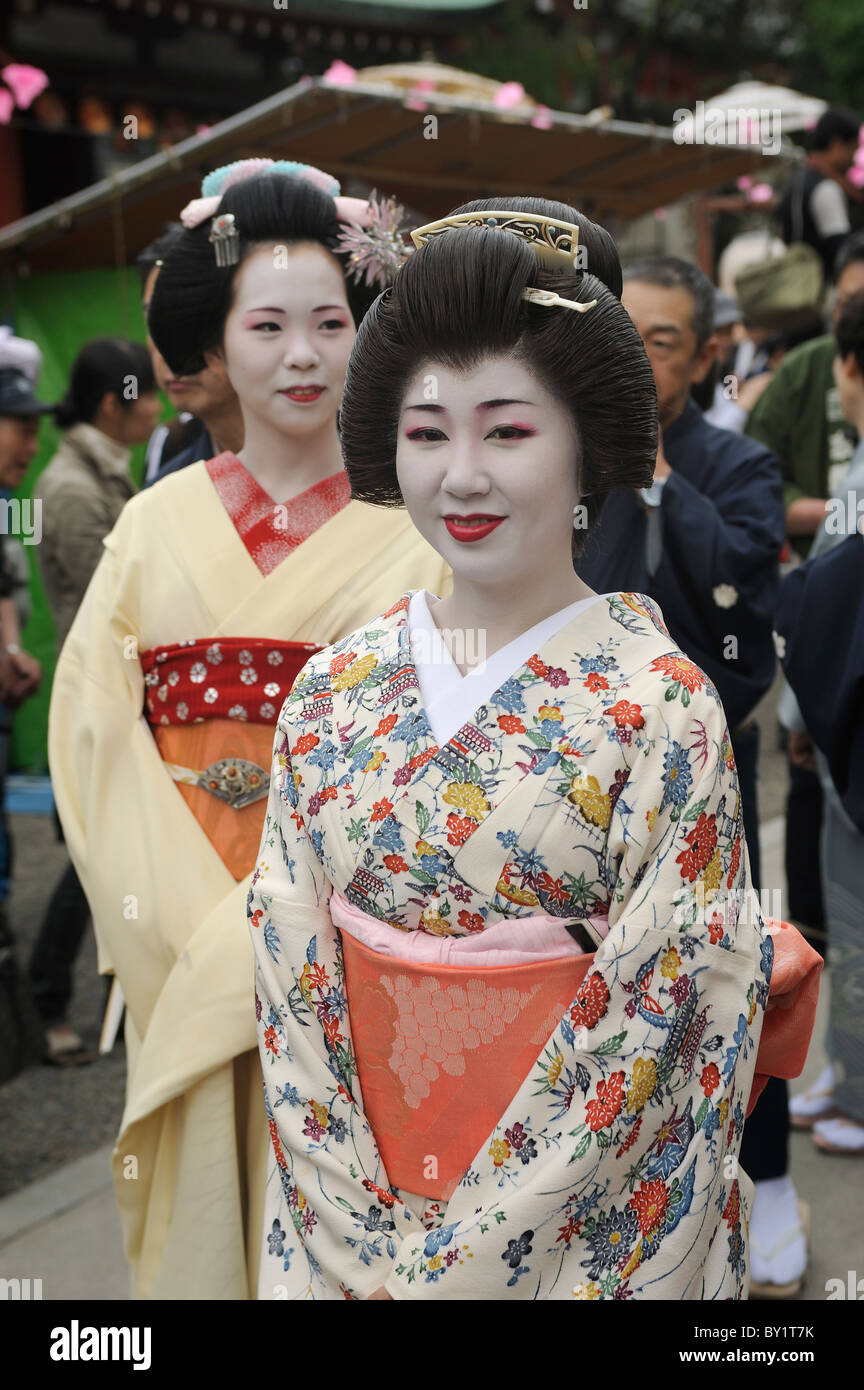 Geishas at Sanja Matsuri procession, Asakusa, Tokyo, Japan Stock Photo ...