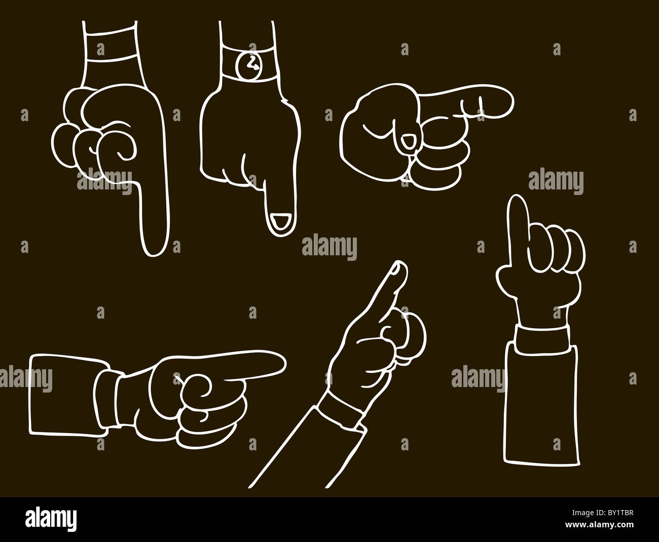 A hand drawn sketch of pointing hands Stock Photo - Alamy