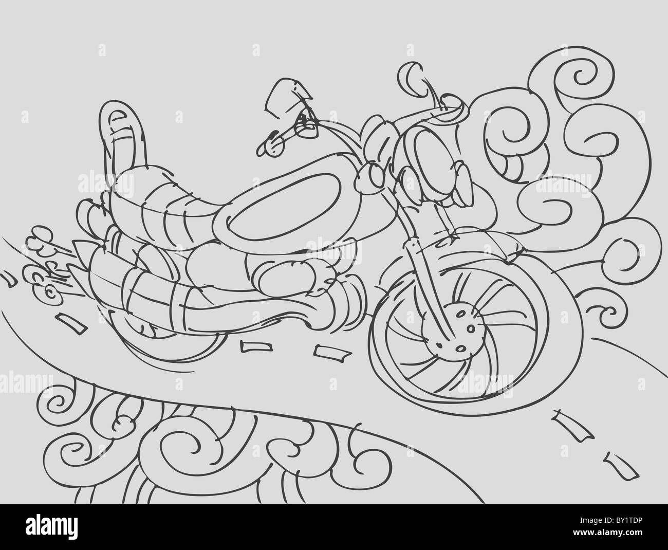 A hand drawn sketch of a Motorcycle with background Stock Photo - Alamy