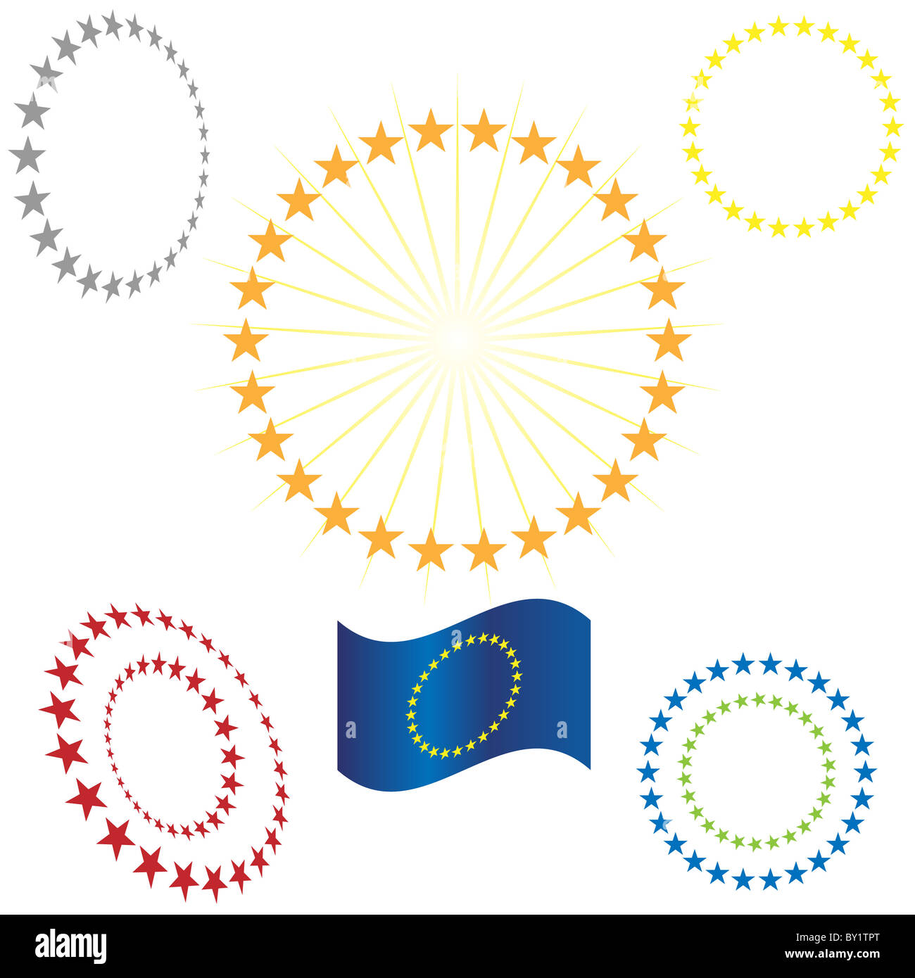 An image of a circles made of stars and banner Stock Photo - Alamy