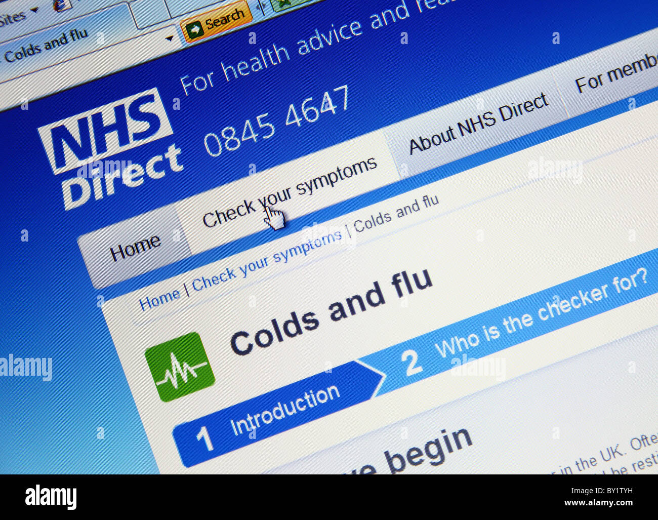 The NHS Direct website Stock Photo - Alamy