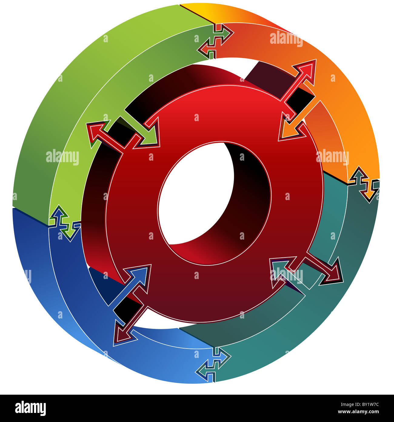 3D process circle diagram with rotating arrows Stock Photo - Alamy