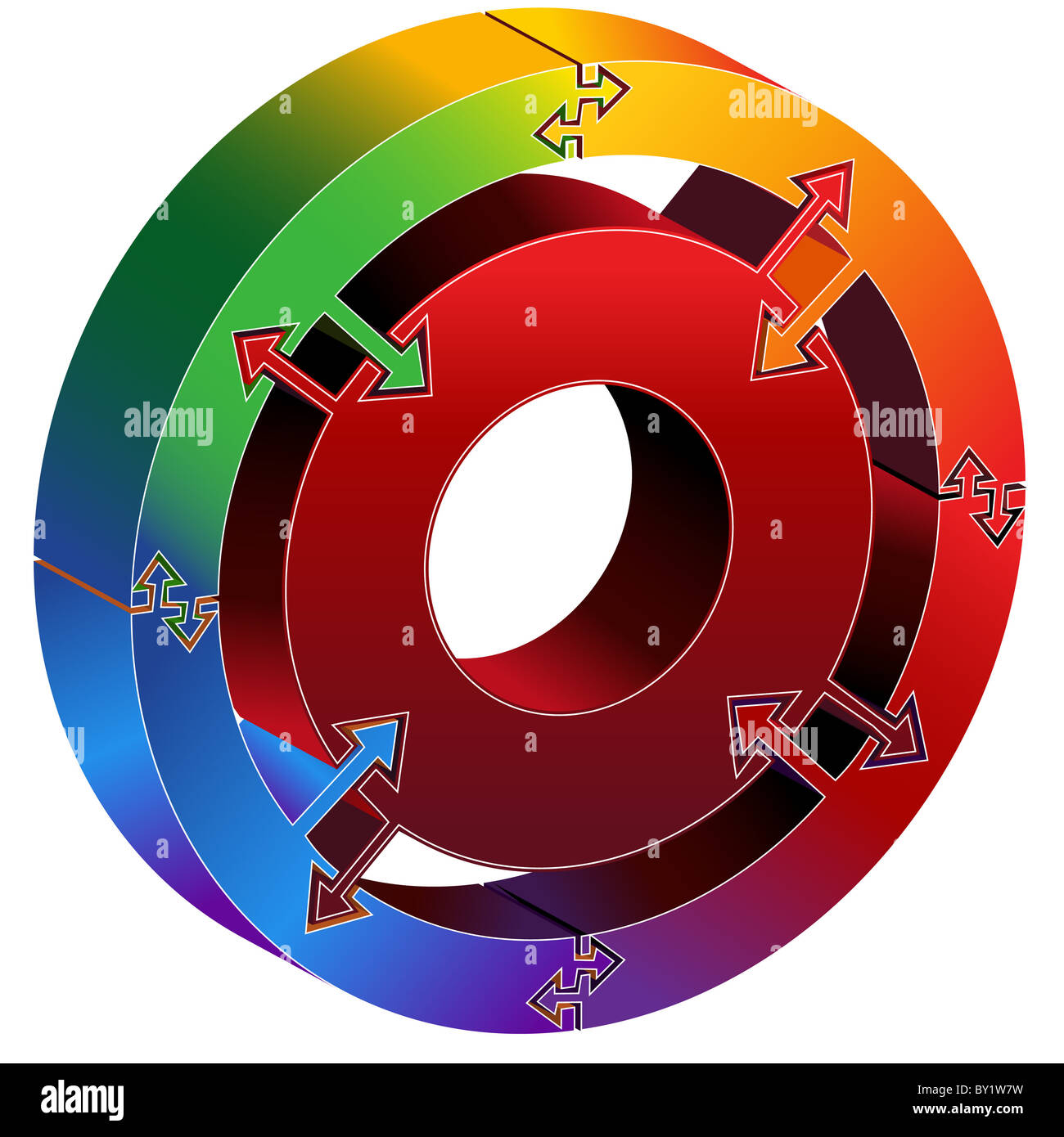 3D process circle diagram with rotating arrows Stock Photo - Alamy