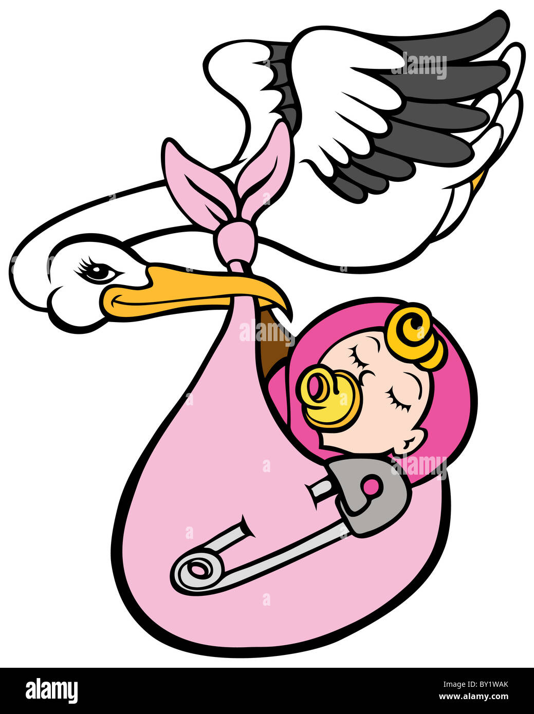Pink Stork Clipart