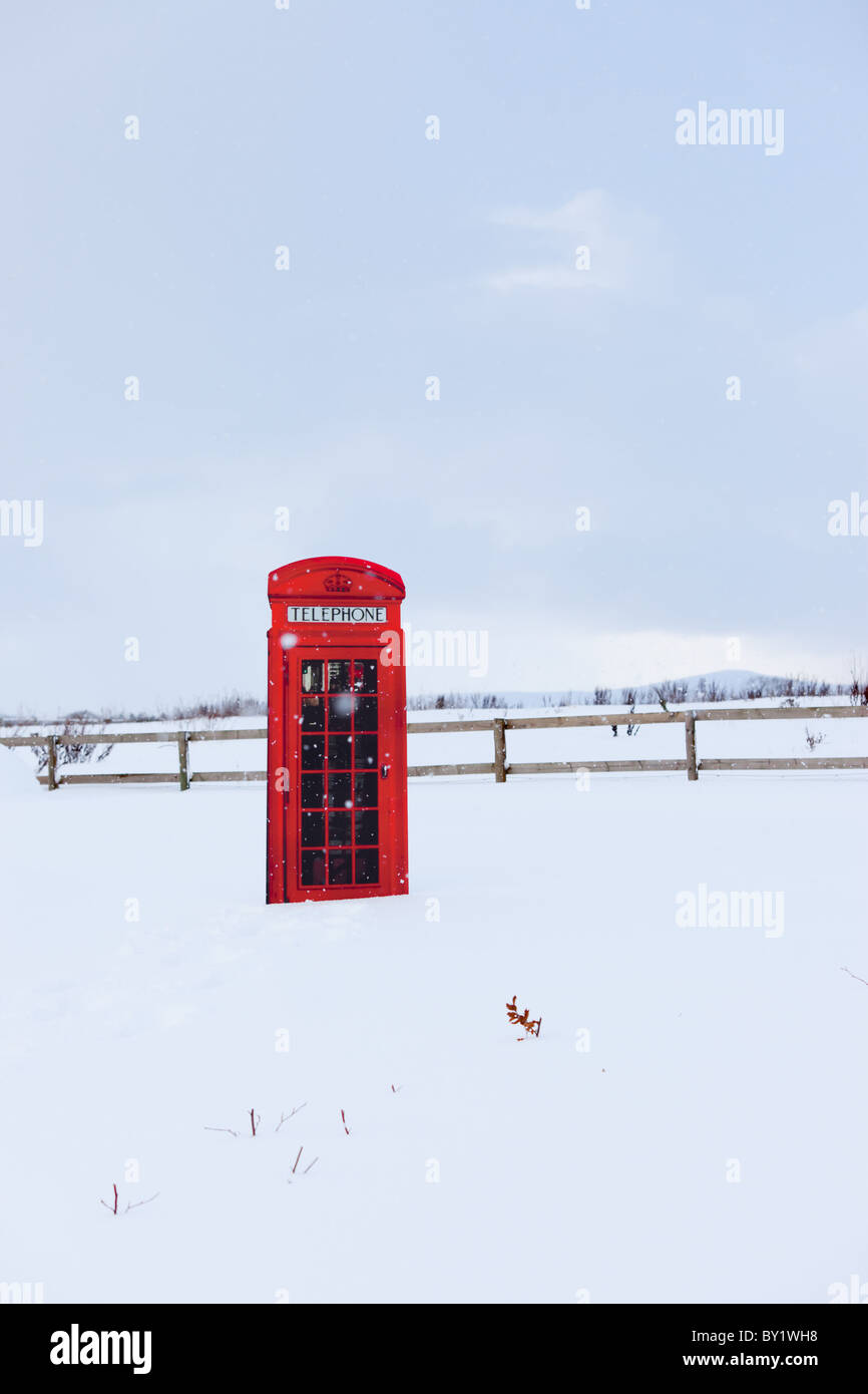 A cardboard traditional telephone box in a snow field Stock Photo - Alamy