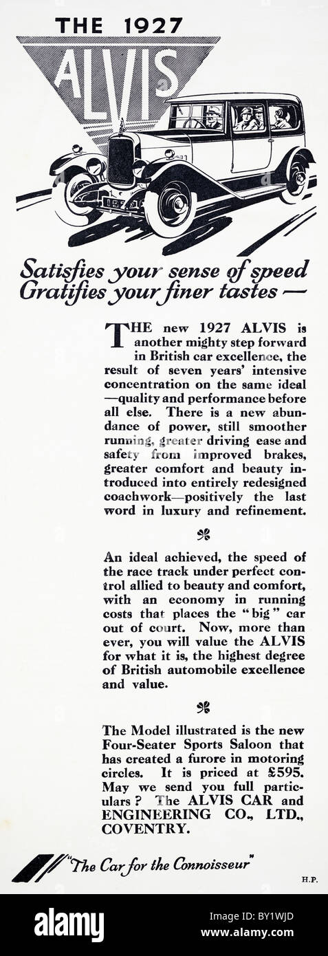 Original advert for Alvis 12/50 sports saloon, 3616 cars were produced ...