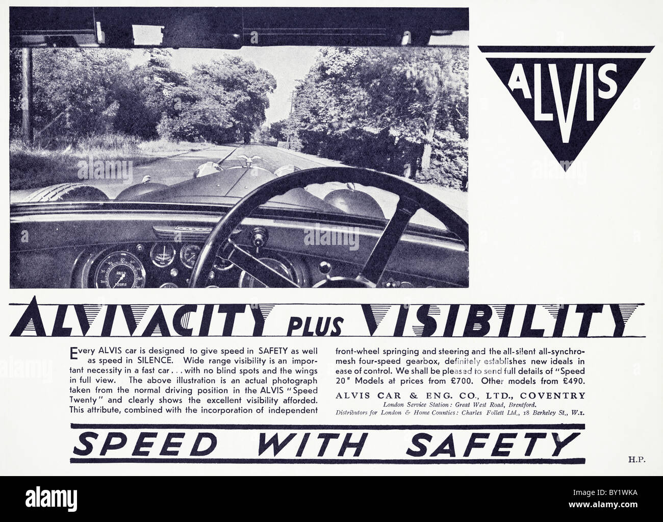 Original advert for Alvis Speed 20 sports saloon 1165 cars were ...
