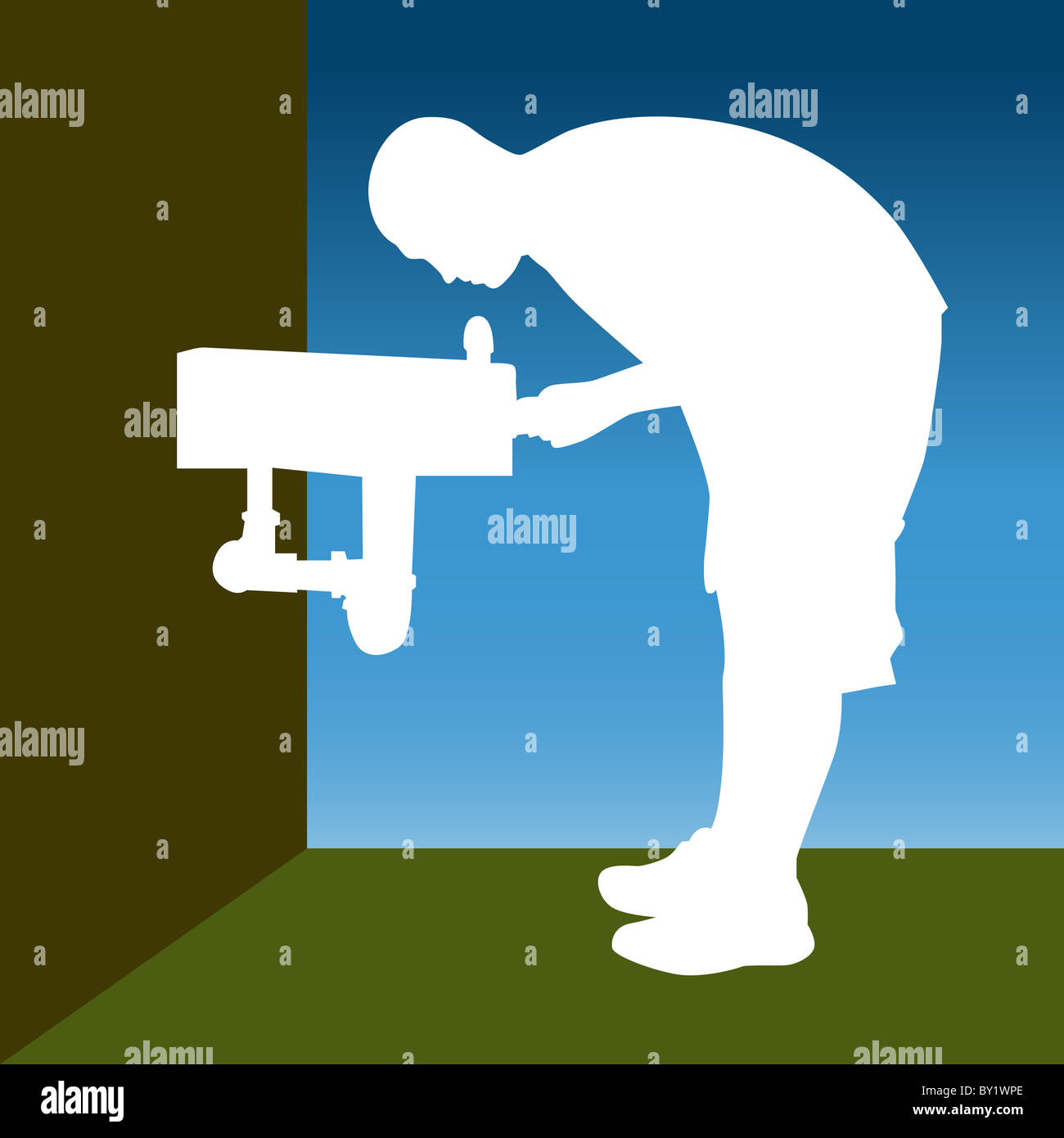 An image of a man at a water fountain Stock Photo - Alamy