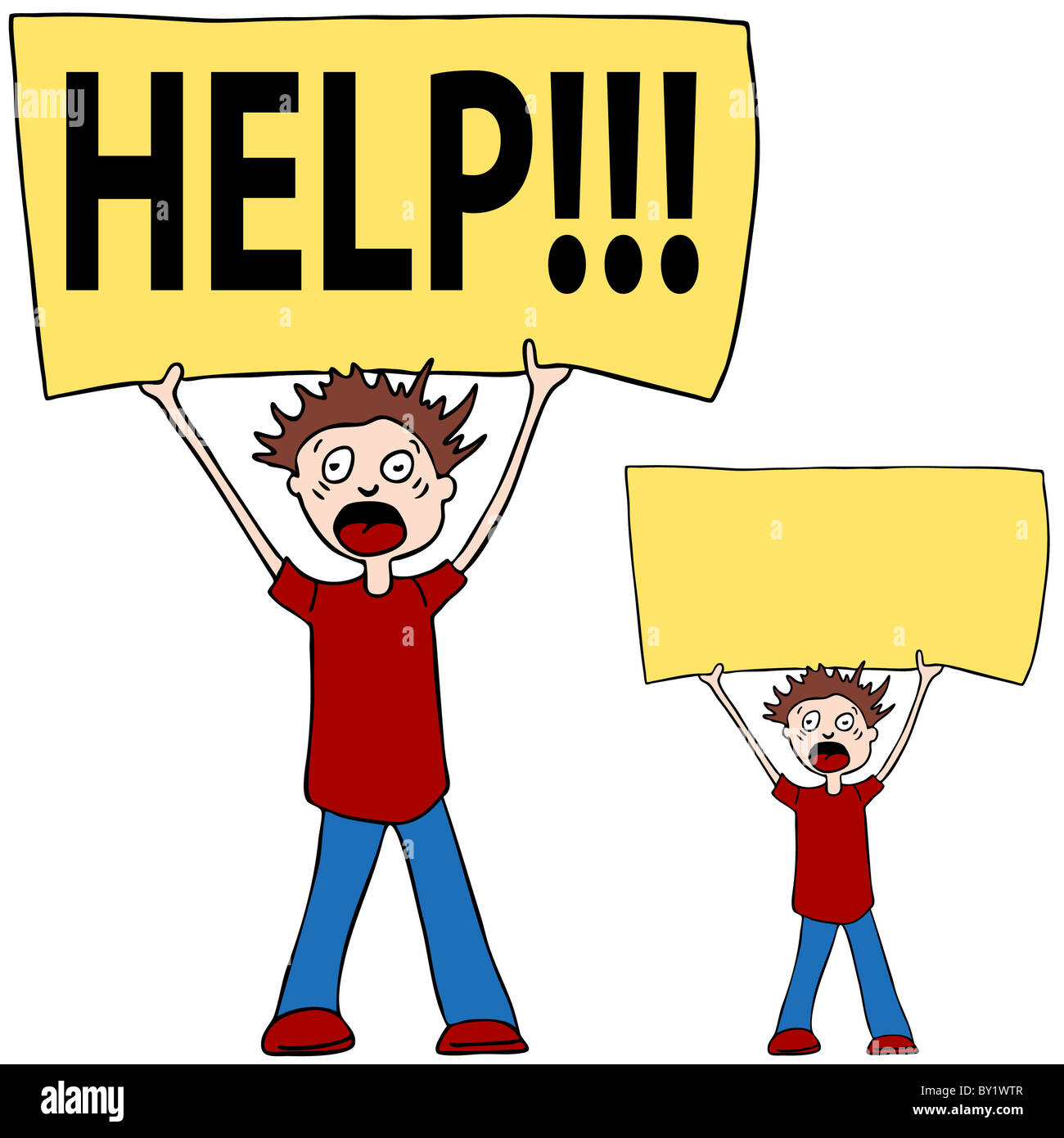 An image of a person shouting for help Stock Photo - Alamy