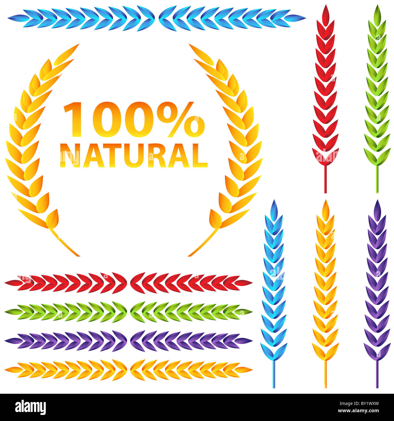 An image of a colorful wheat icon set Stock Photo - Alamy